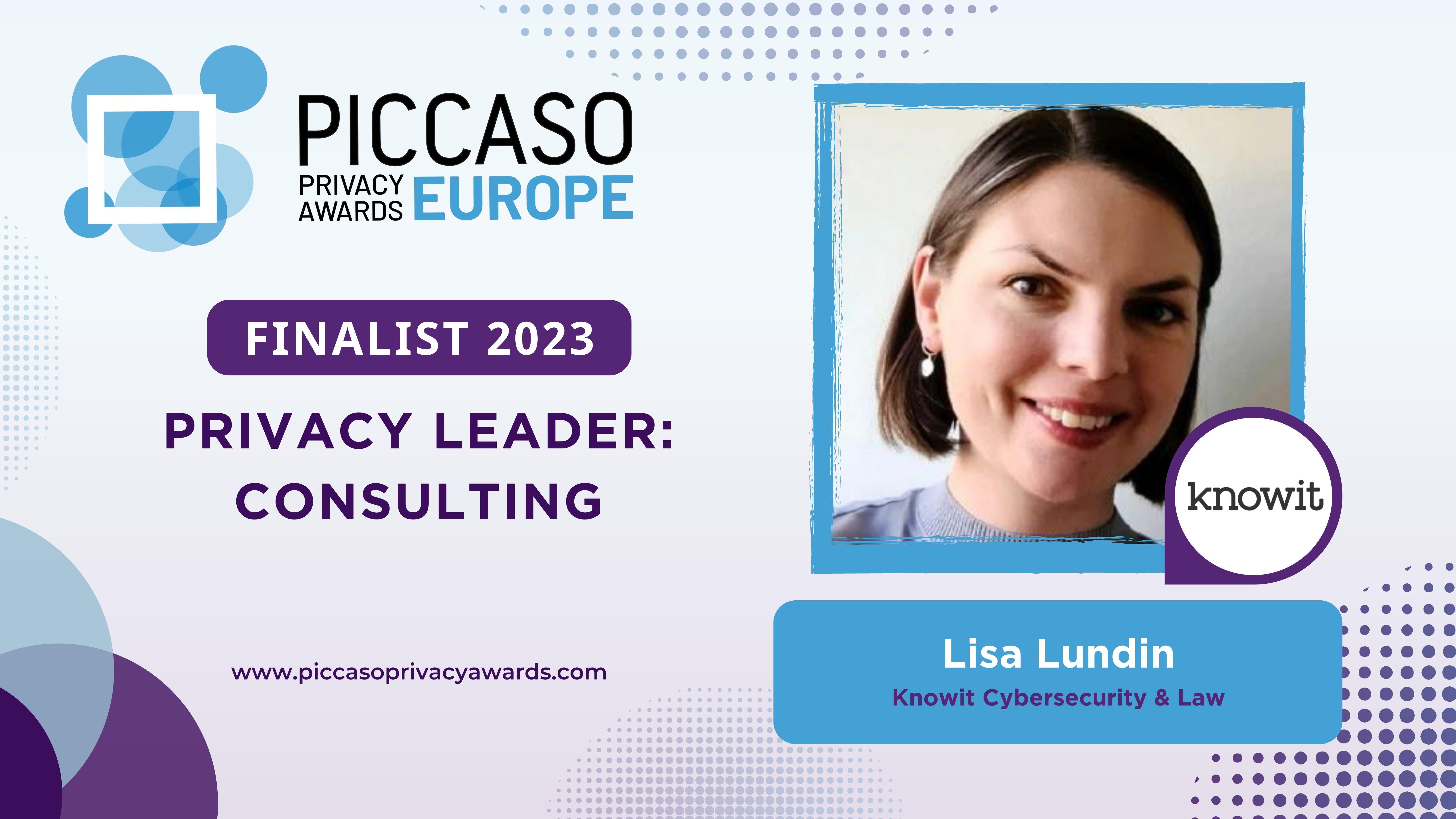 Lisa Lundin hyllas för sitt ledarskap: finalist i PICCASO Privacy Awards